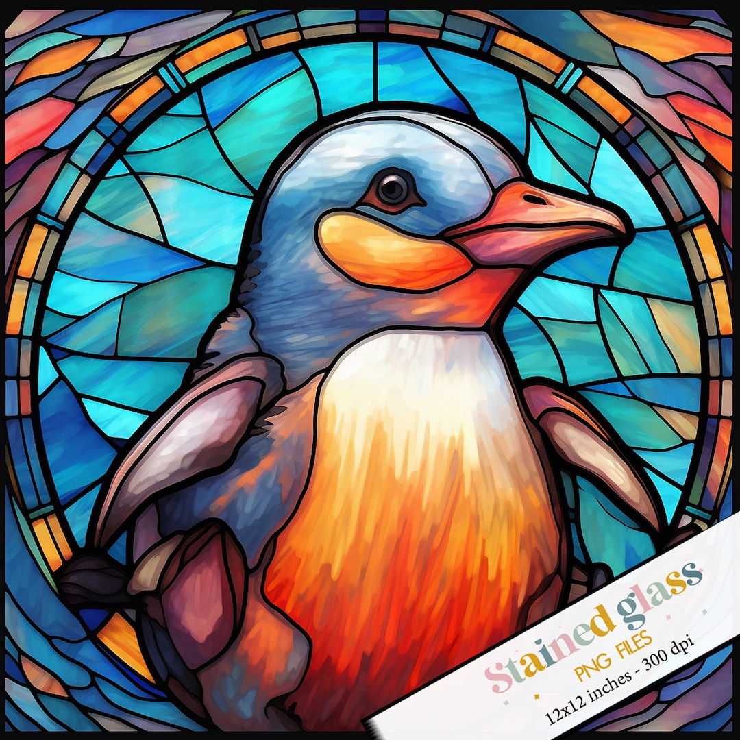 Baby Penguin Stained Glass Png, Stained Glass Sublimation Design ...