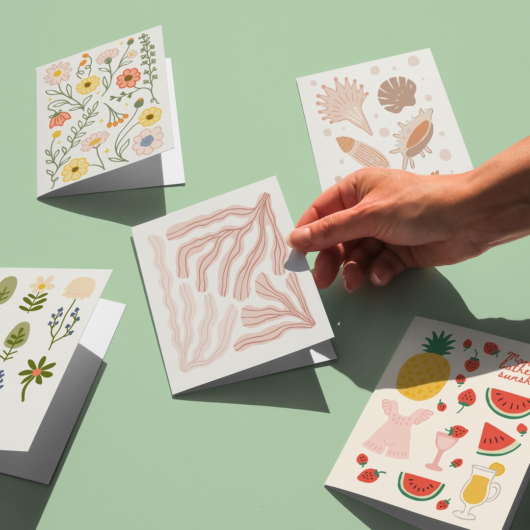 Floral Sea Theme Card Set: Printable Summer Stationery (PDF Download ...