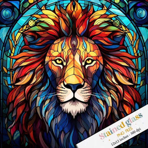 Stained Glass Pattern Lion - Etsy