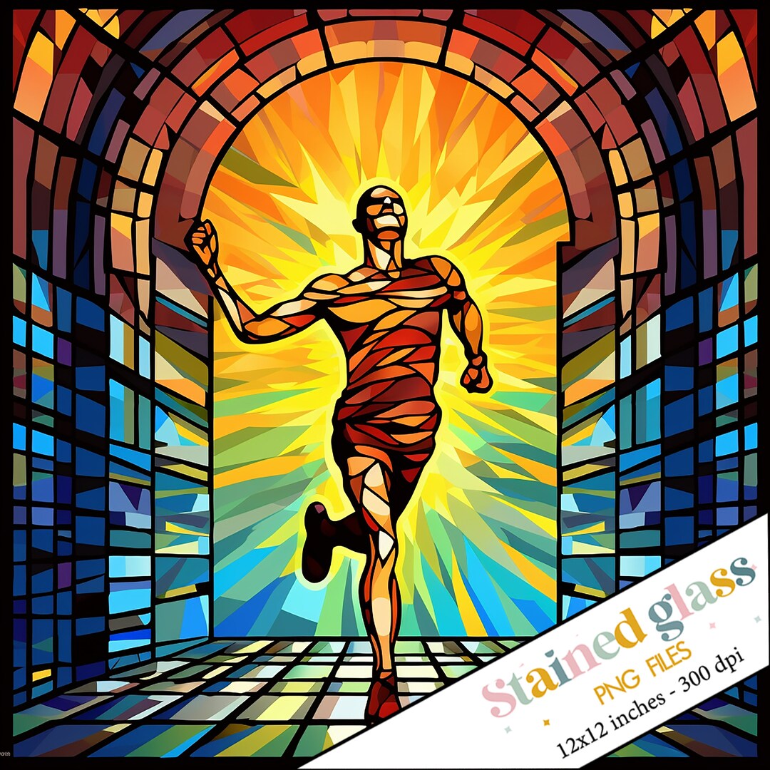 Runner Stained Glass Sublimation, Winner Stained Glass, Faux Stained ...