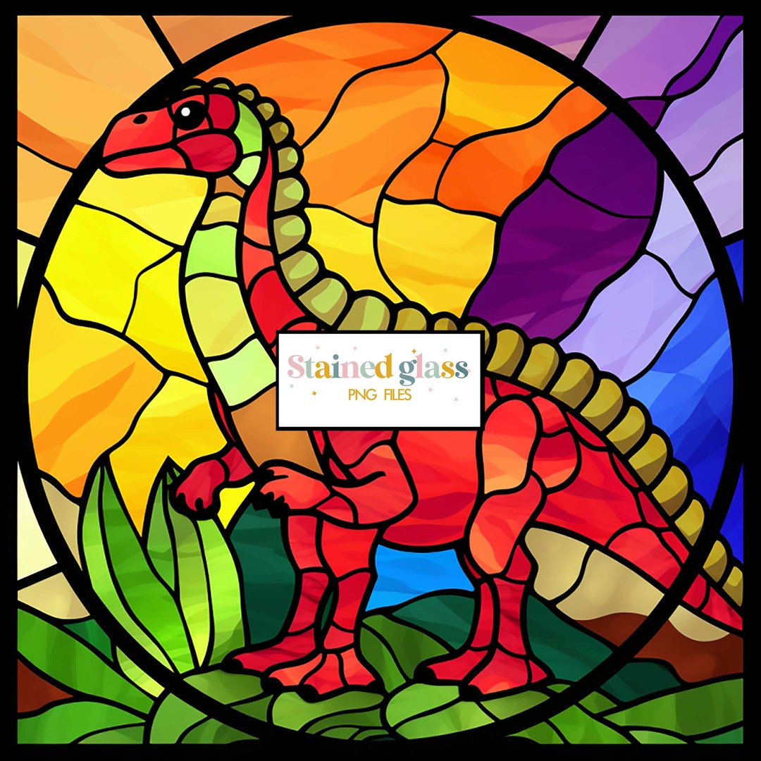 Stained Glass Dinosaur Sublimation Kids Wall Art Design - Etsy
