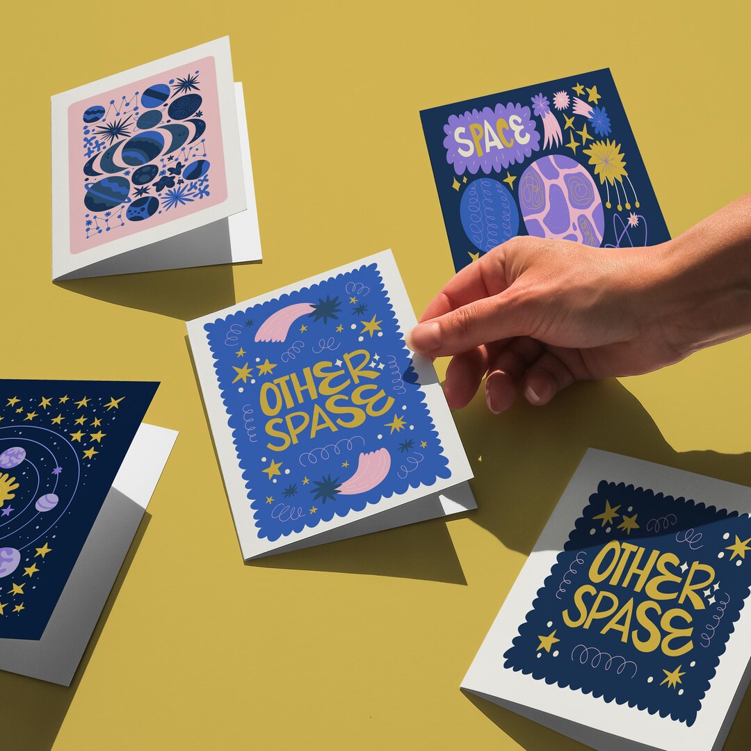 Space Greeting Card, Cosmic Card Pack, Galaxy Printable Cards, Space ...