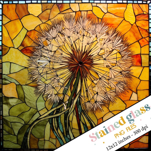 Stained Glass Window Dandelion - Etsy
