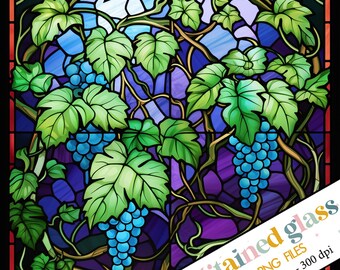Faux Stained Glass Grapes Sublimation Design Square Wreath - Etsy