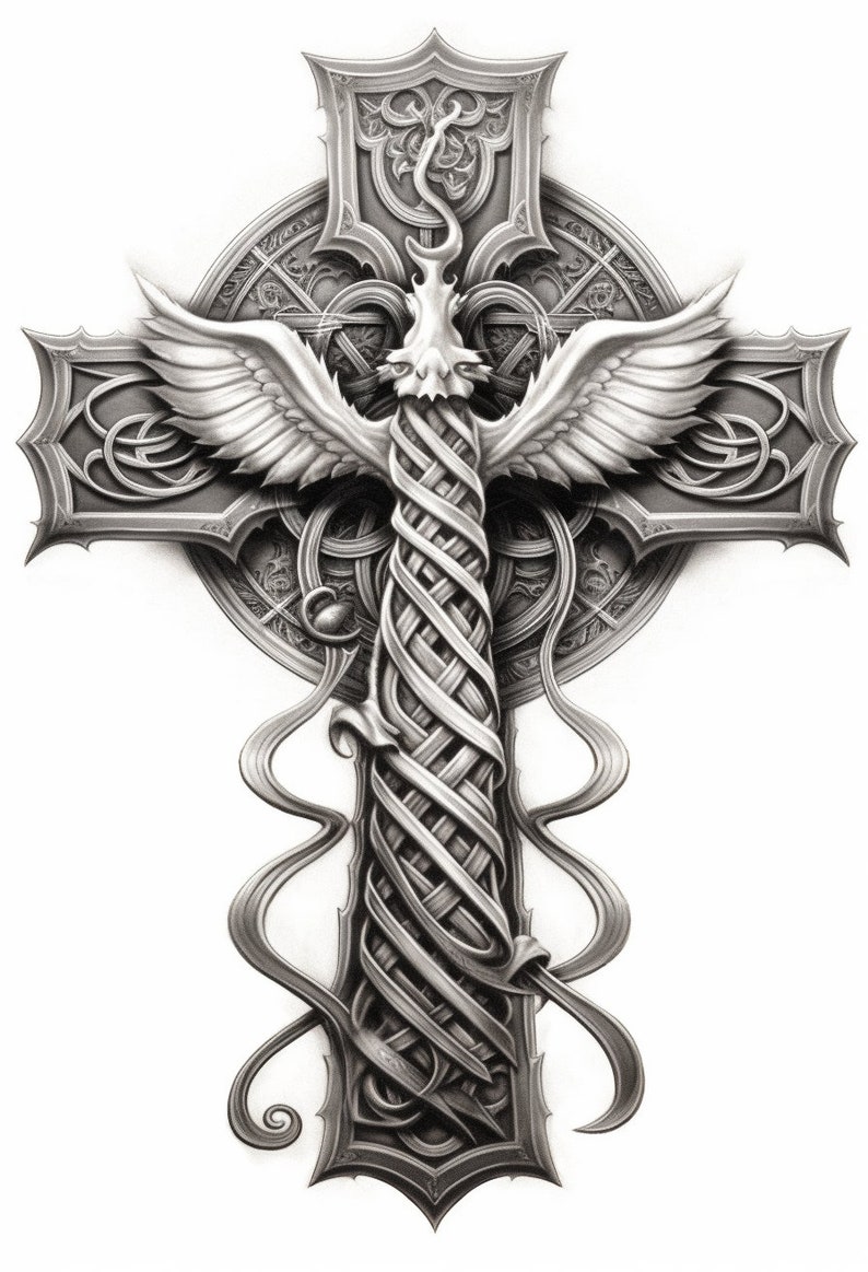 Digital Images of Celtic Cross With Dragons - Etsy