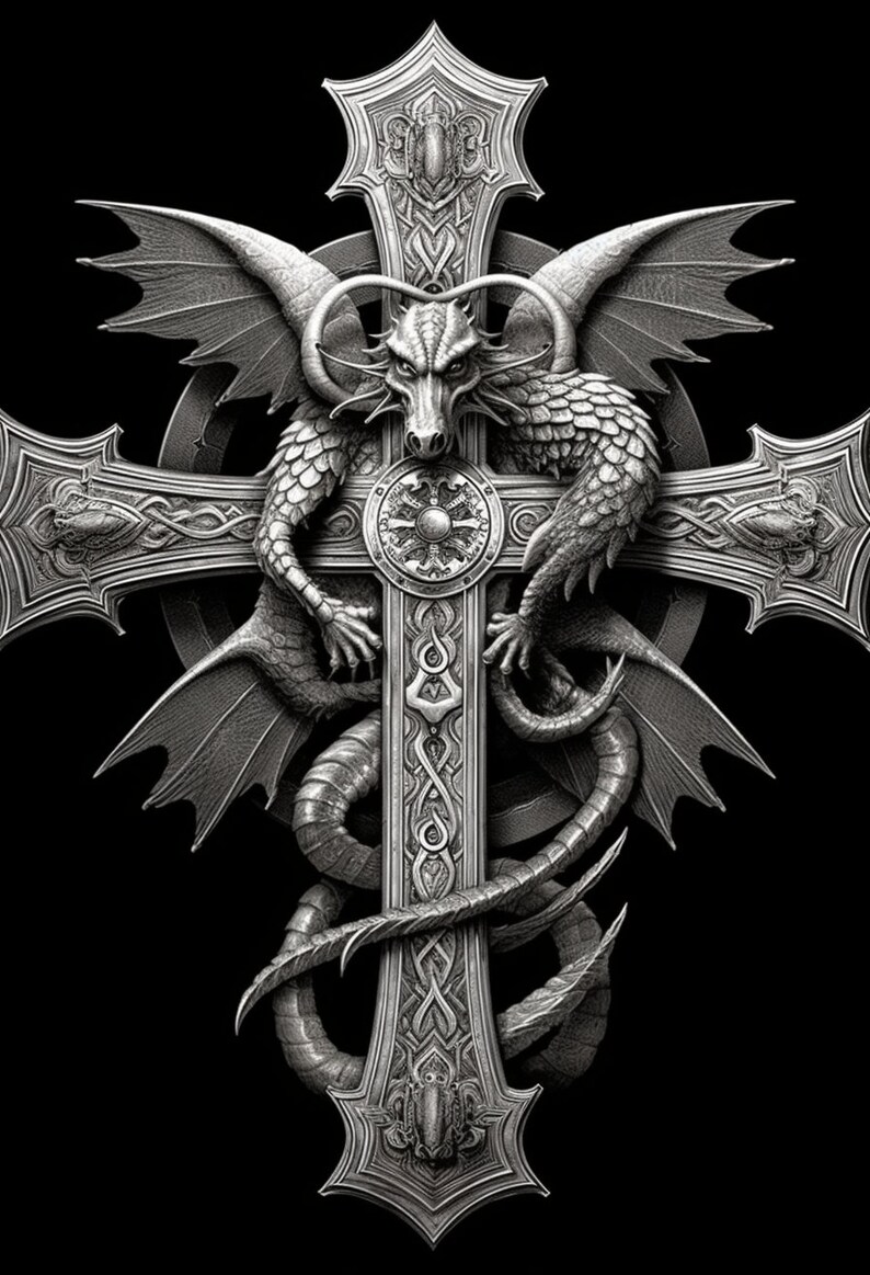 Digital Images of Celtic Cross With Dragons - Etsy