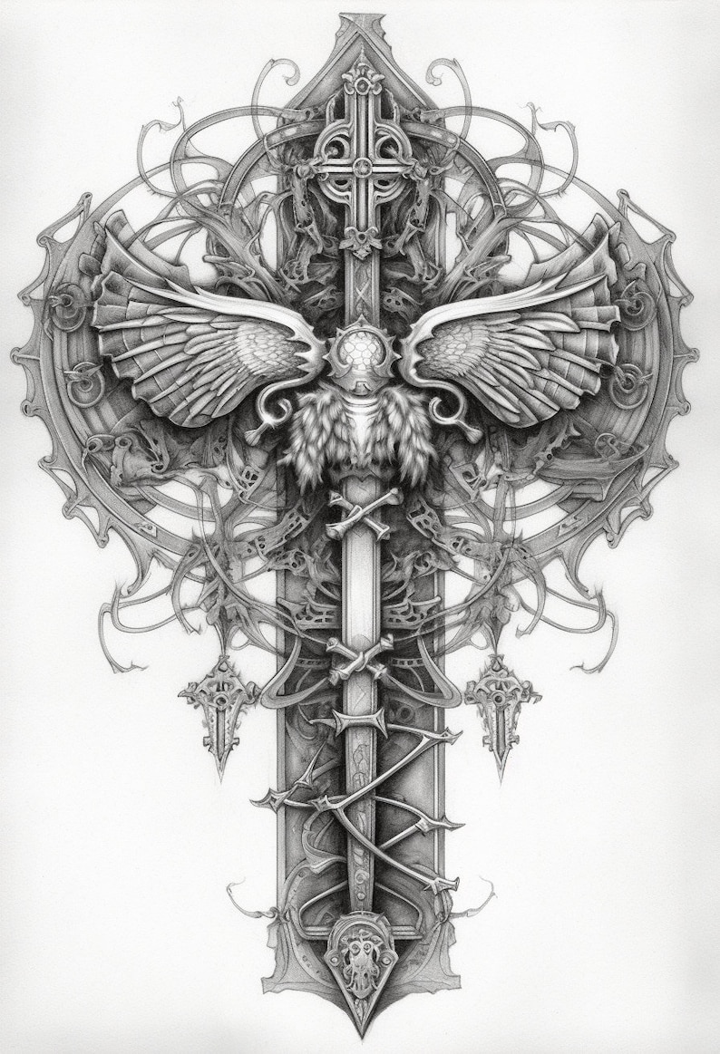 Digital Images of Celtic Cross With Dragons - Etsy