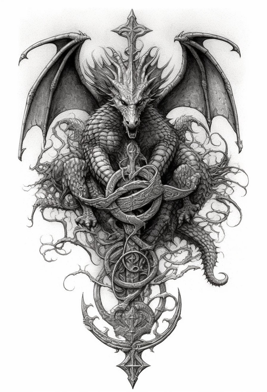 Digital Images of Celtic Cross With Dragons - Etsy