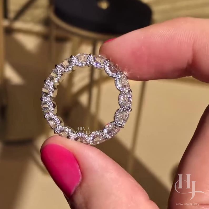 4mm Round Cut Lab Grown Diamond Eternity Band: 0.35 CTW Wide Wedding ...