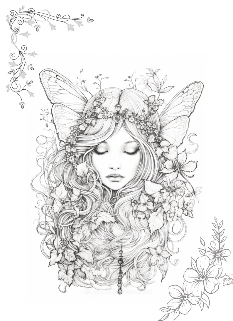 Magical Fairy Coloring Pages - Etsy