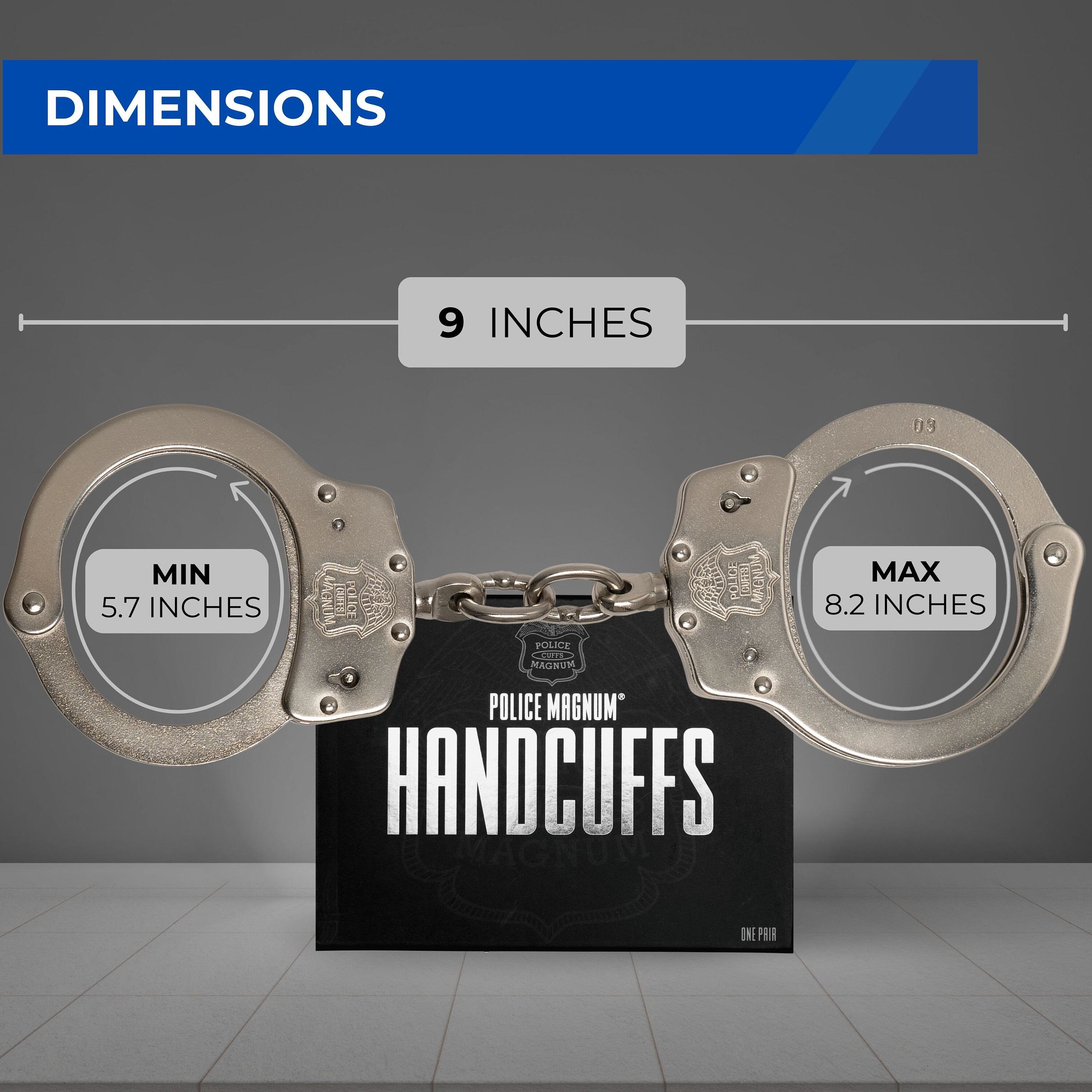 Police Magnum Heavy Duty Steel Handcuffs- Double Safety Lock Restraints ...