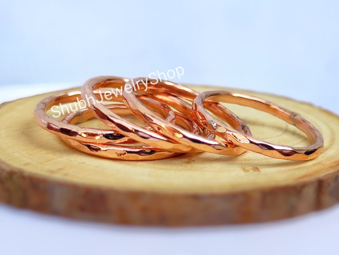 Set of 5 Thick Stackable Copper Rings, Copper Rings, Stackable Rings ...
