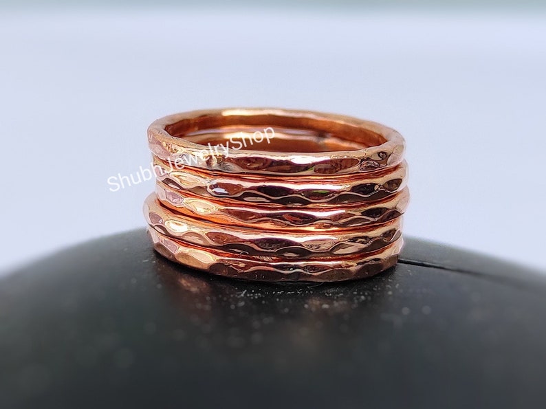 Set of 5 Thick Stackable Copper Rings, Copper Rings, Stackable Rings ...