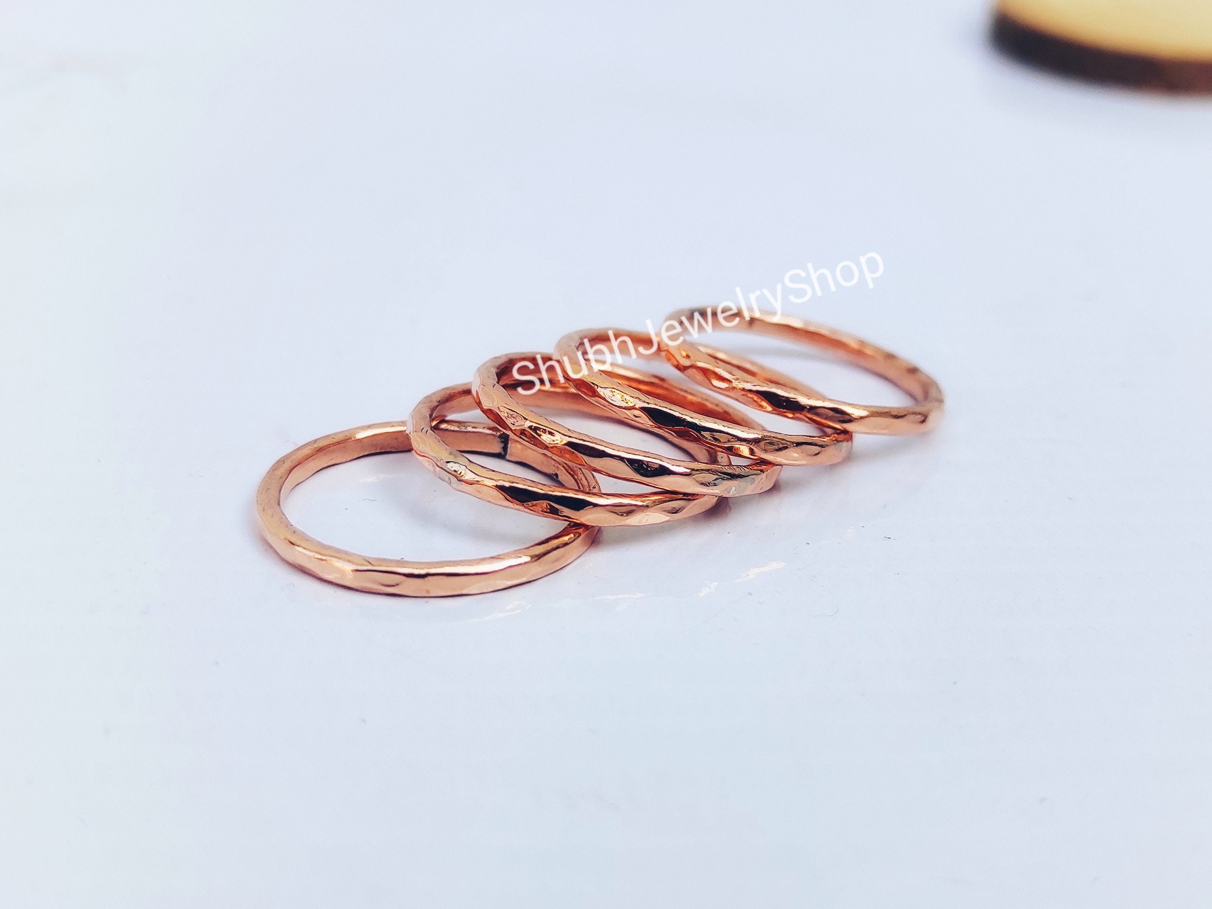 Set of 5 Thick Stackable Copper Rings, Copper Rings, Stackable Rings ...