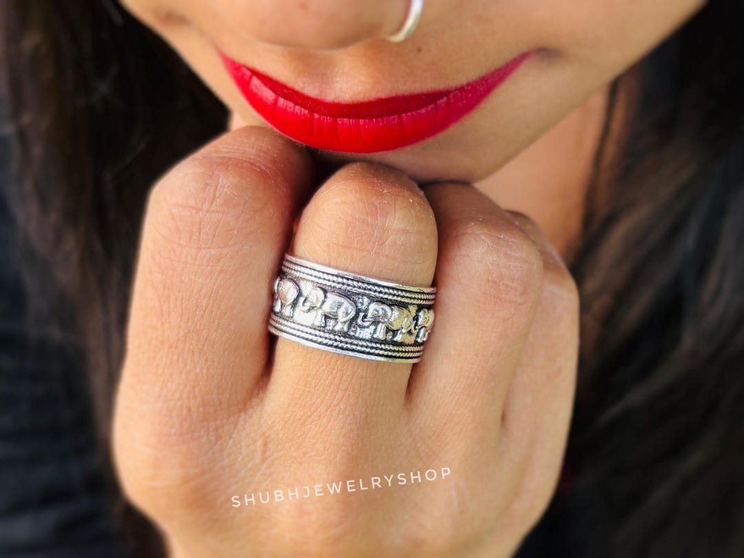 Indian Elephant, Lucky Elephant Band Ring 925 Sterling Silver Elephant ...