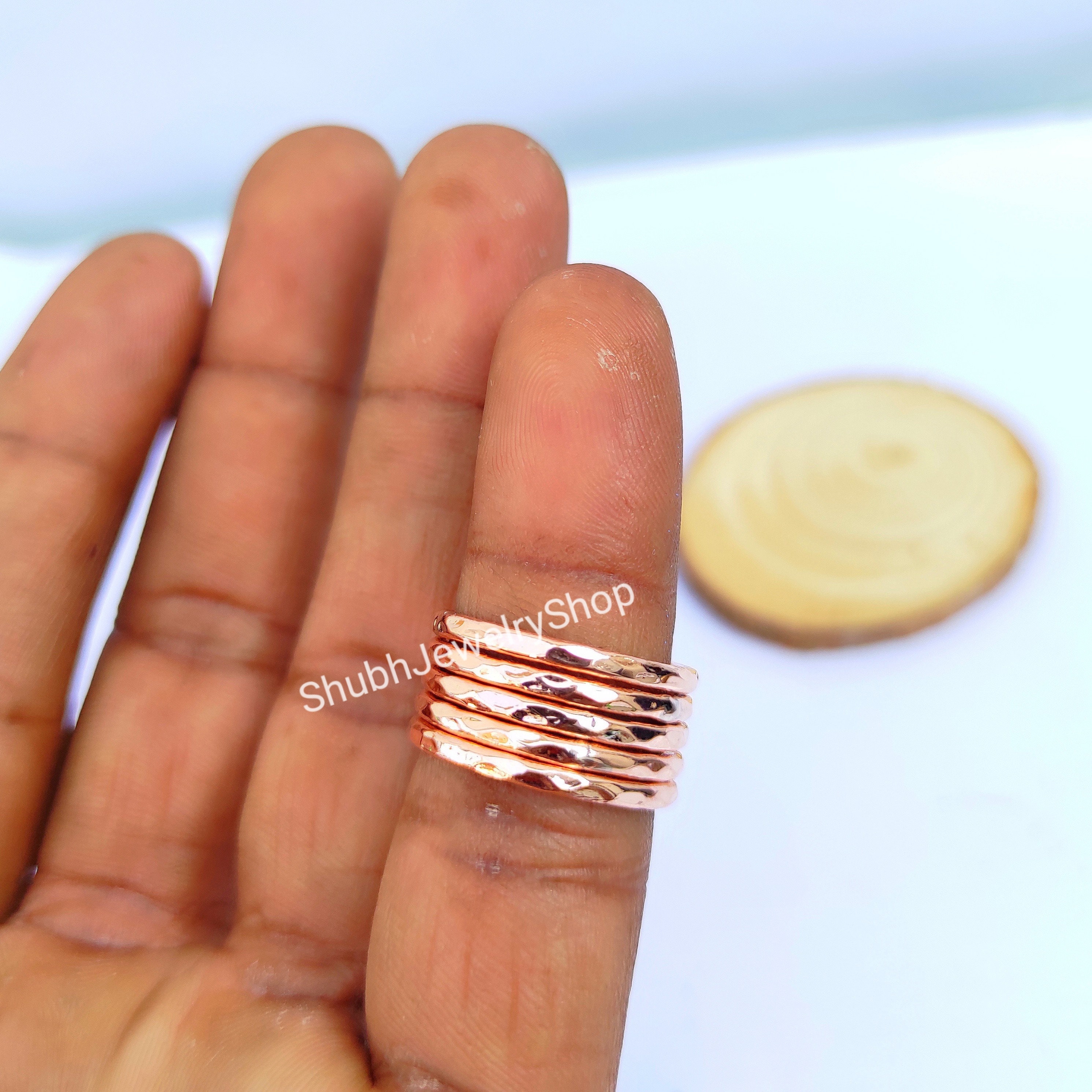 Set of 5 Thick Stackable Copper Rings, Copper Rings, Stackable Rings ...
