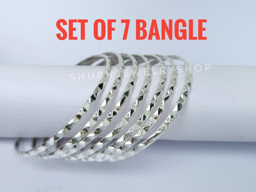 Stacking Bangle in Sterling Silver, Sterling Silver Bangle Set, Set of ...