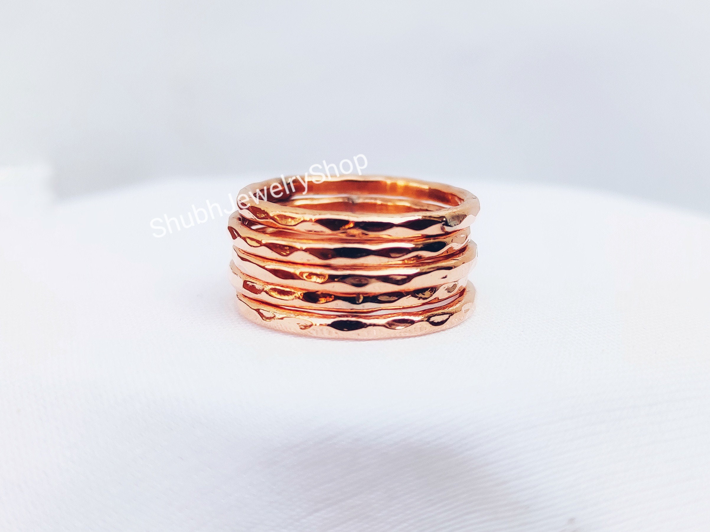 Set of 5 Thick Stackable Copper Rings, Copper Rings, Stackable Rings ...