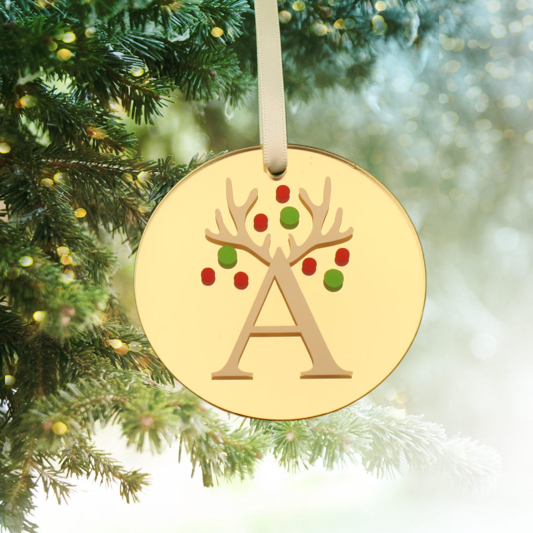 Personalized Monogram Christmas Ornament, Custom Initial Christmas Tree ...