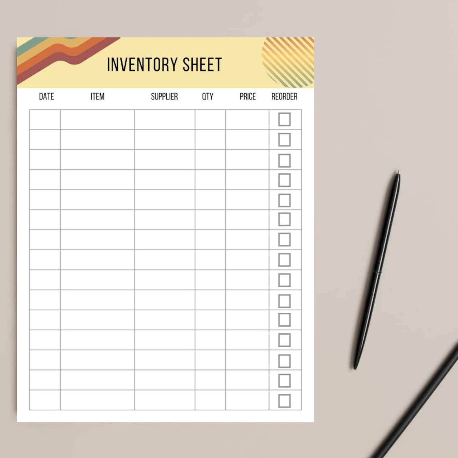 Editable Inventory Log Sheet | Inventory Sheet Template | Small ...