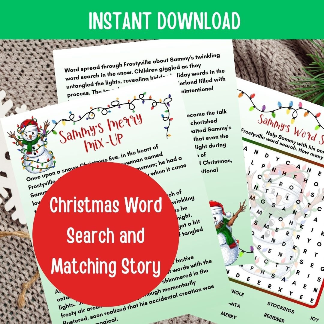 Fun Printable Christmas Word Search and Story, Christmas Word Hunt ...