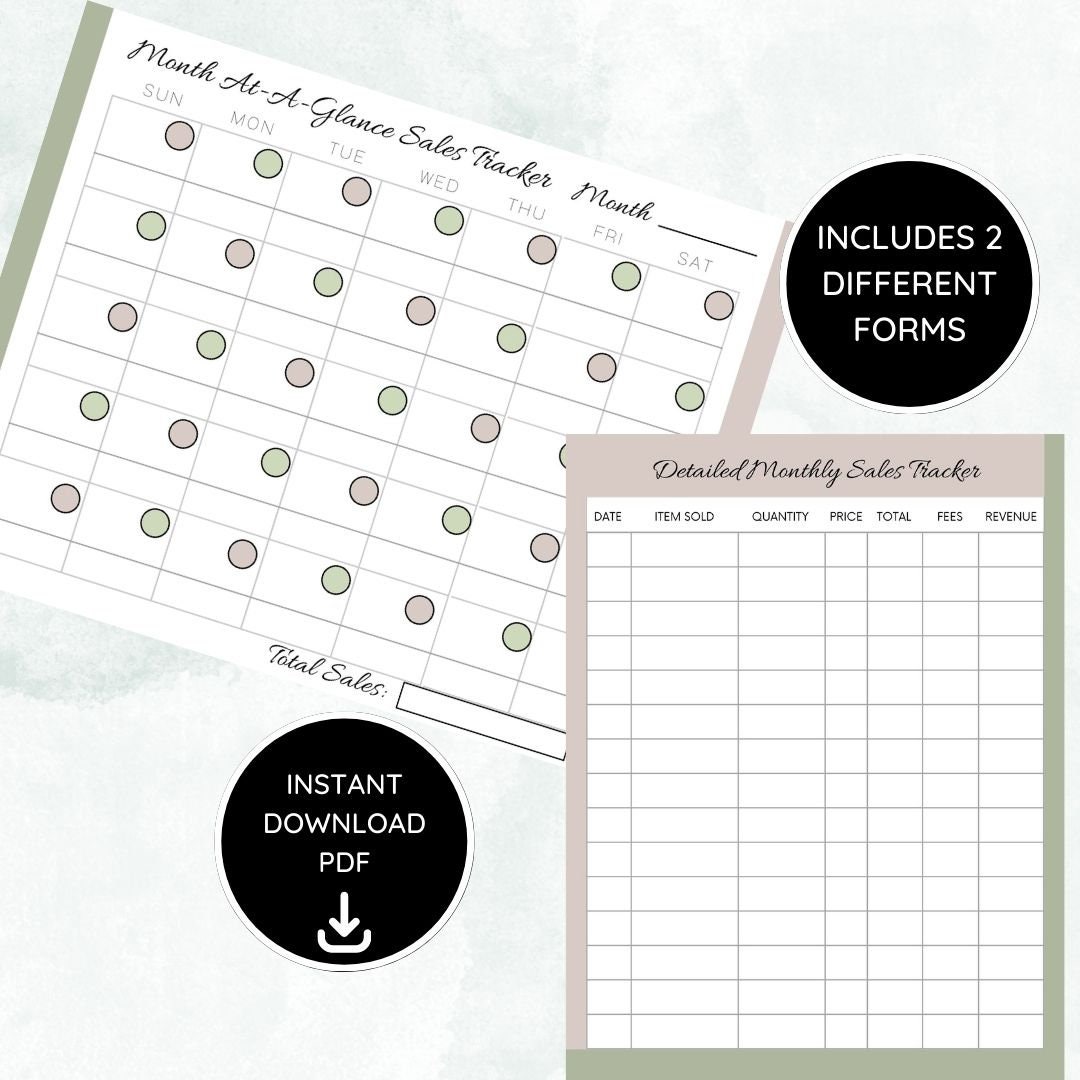Editable Monthly Sales Tracker Form | Small Business Sales Sheet ...