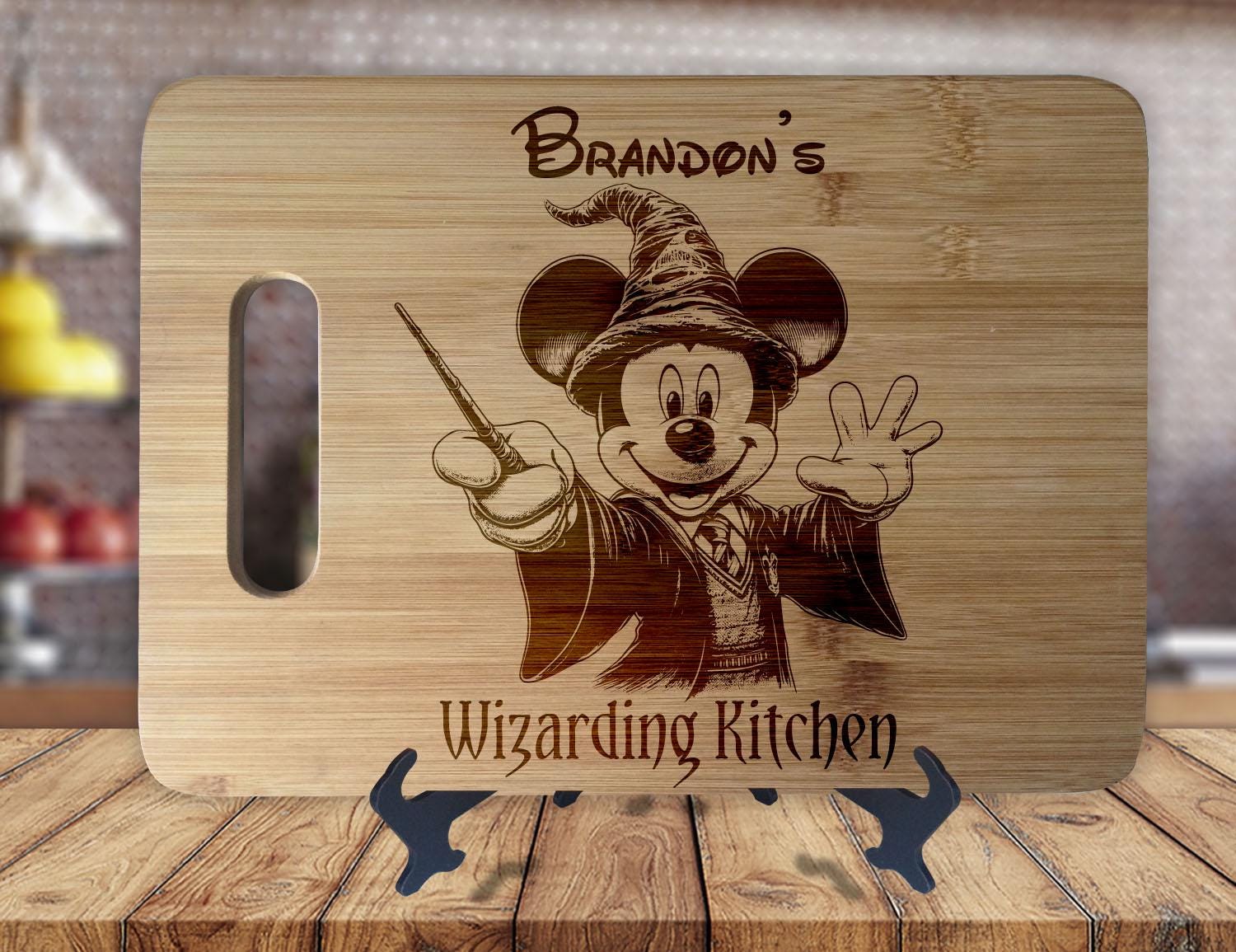Wizarding Mickey Hand Drawn Design Personalized Cutting Board Chopping ...