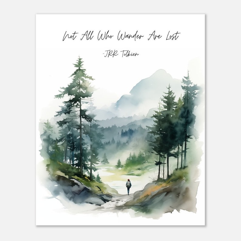 Not All Who Wander Are Lost JRR Tolkien Quote Watercolor, JRR Tolkien ...