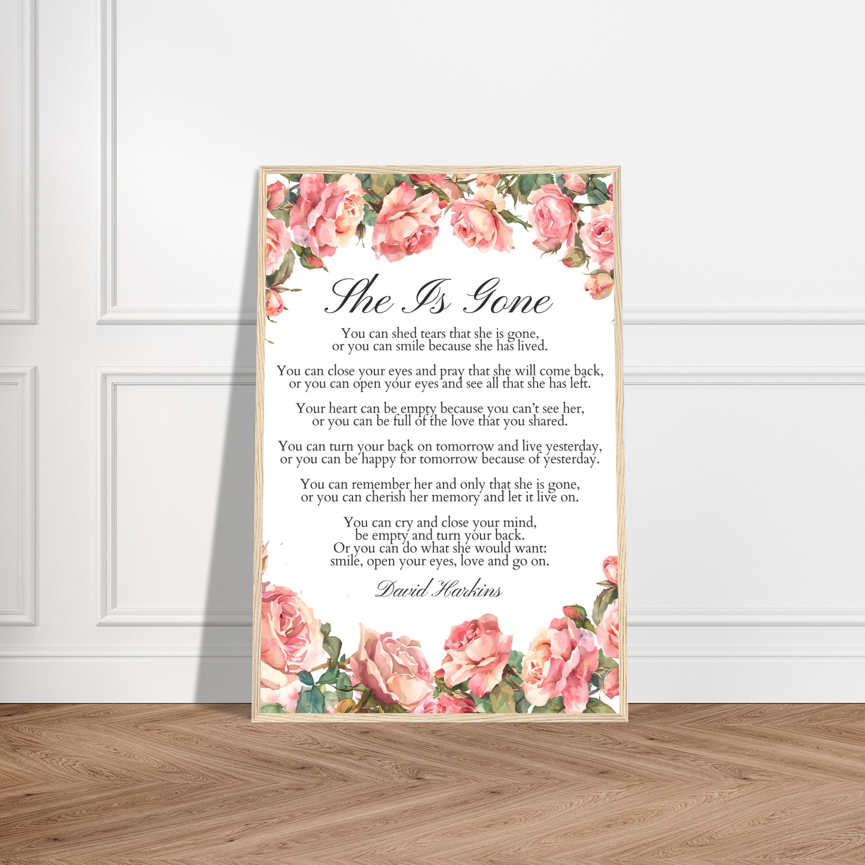She is Gone Poem by David Harkins, Wall Art Gift, A Letter From Heaven ...