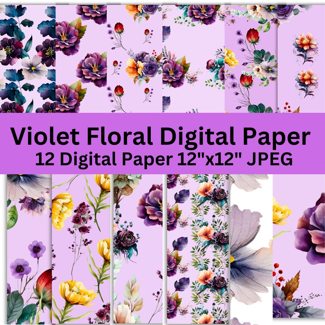 Digital Paper,seamless,violet Scrapbook Paper, Violet Floral Scrapbook ...