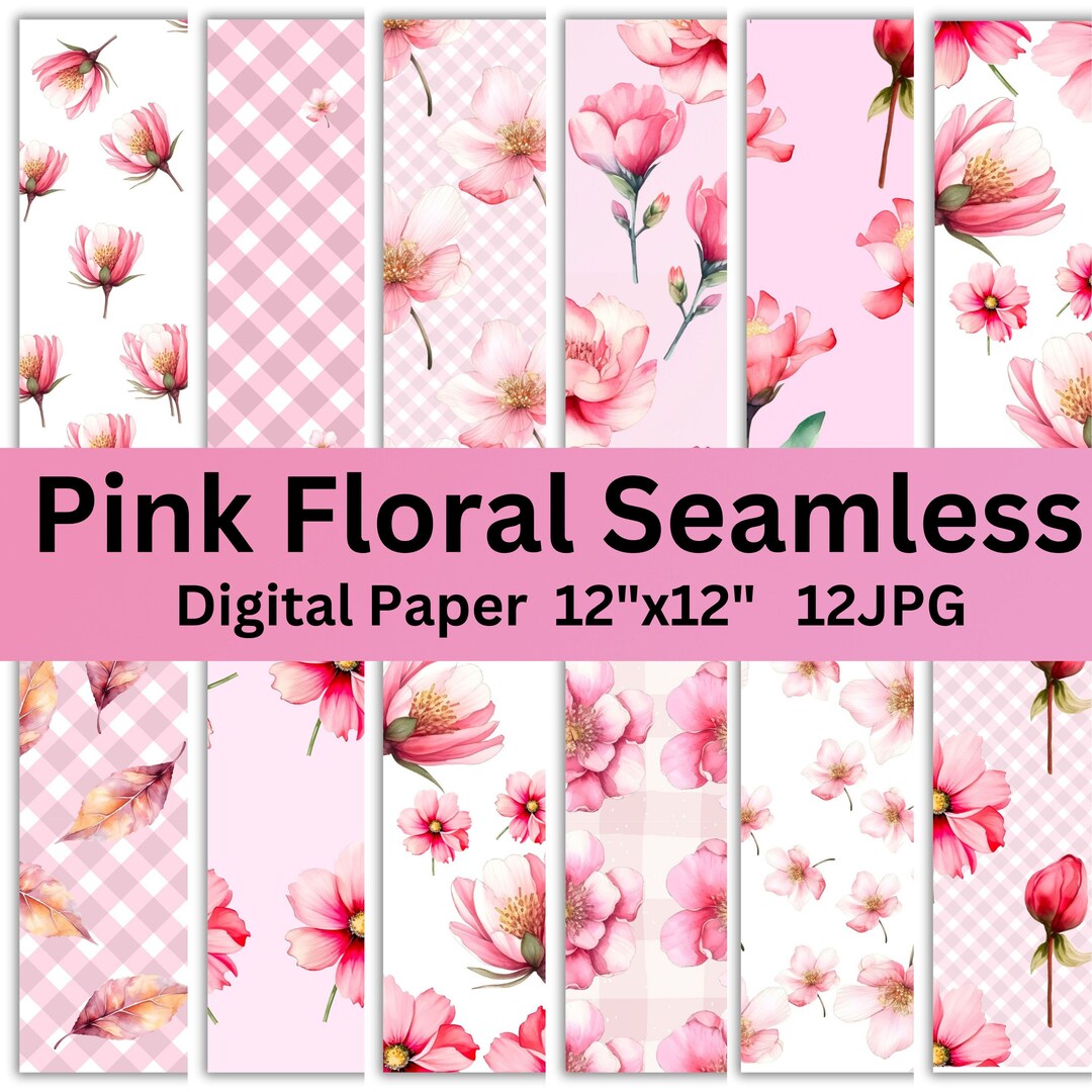 Pink Floral Digital Paper,seamless Flowers,paper, Delicate Charm Pink ...