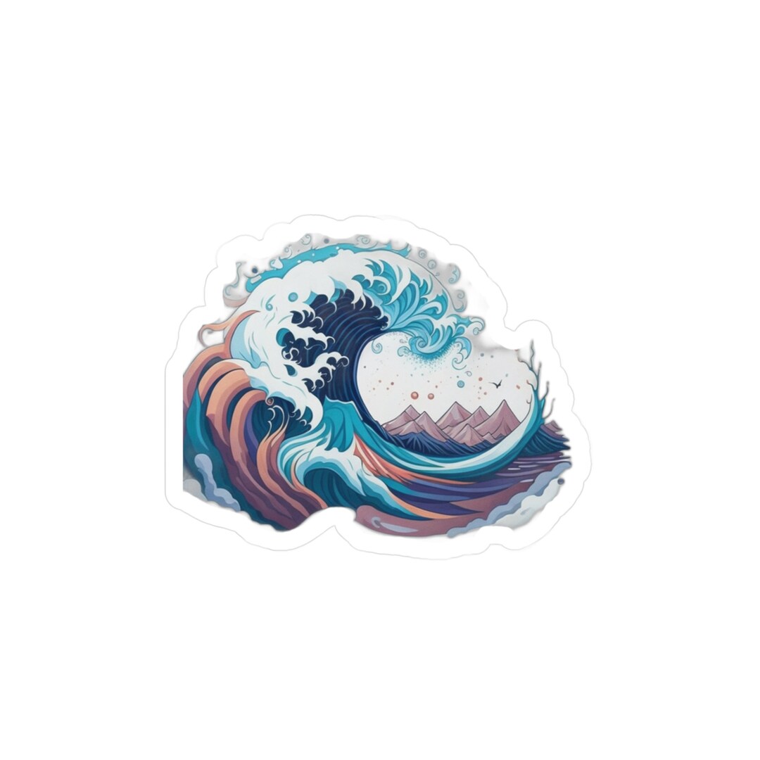 Warm Watercolor Ocean Wave Sticker | Laptop Sticker | Water Bottle ...