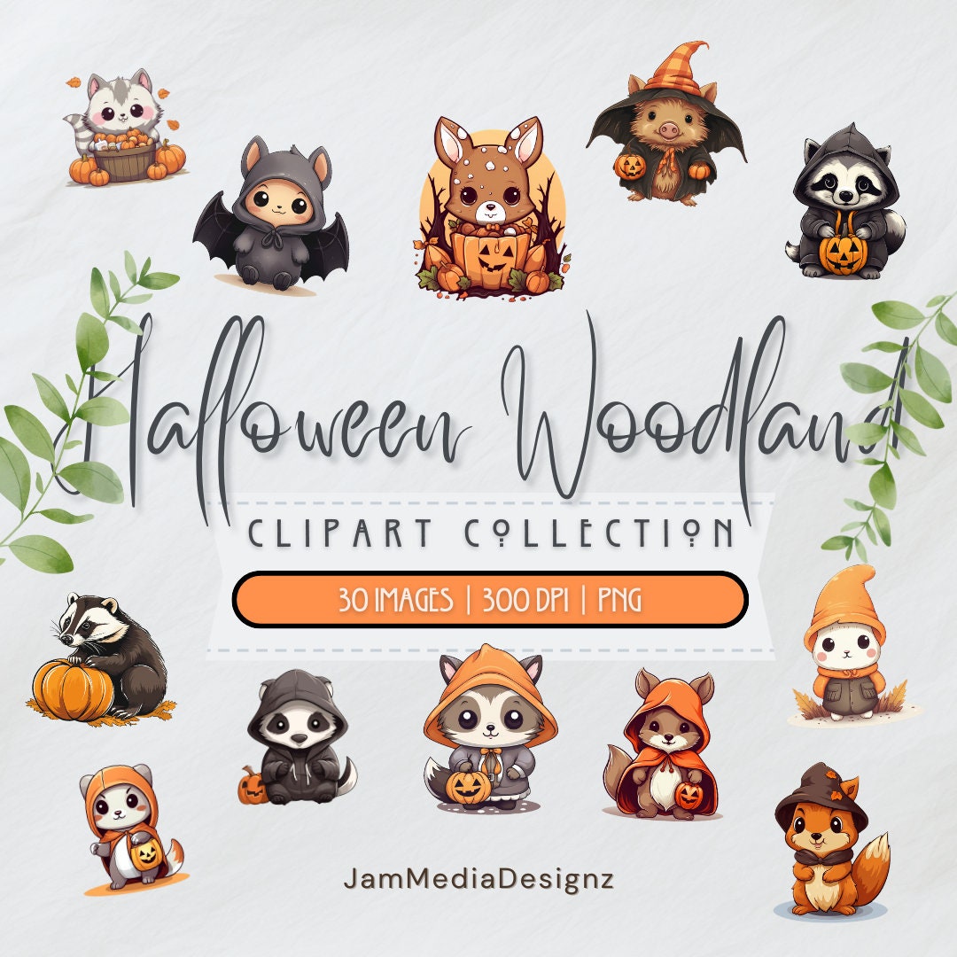 Halloween Woodland Animals Clipart forest Animals fox - Etsy