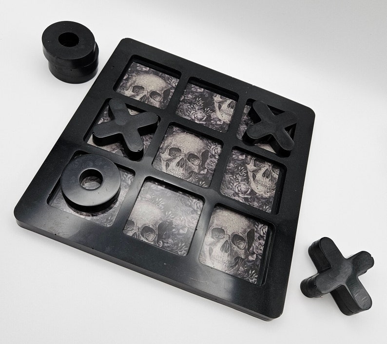 Handmade Resin Tic Tac Toe Board, Skull Game, Black - Etsy