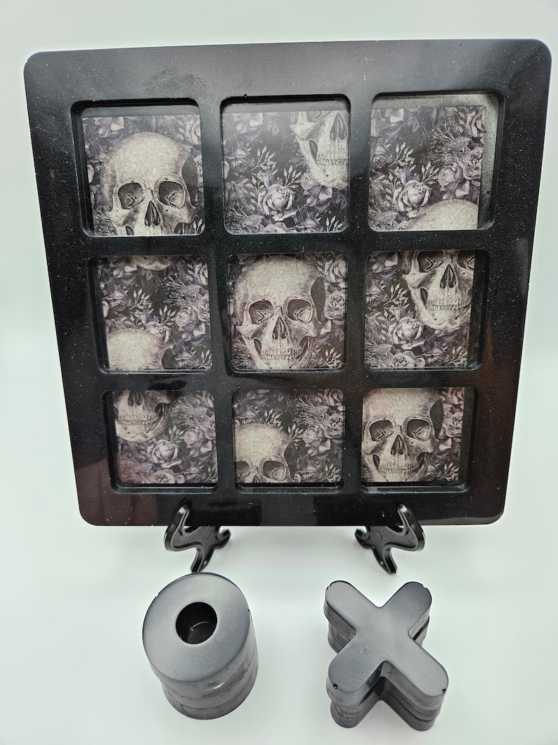 Tic Tac Toe Board, Large | Resin Tic Tac Toe Board | Skull Game Board ...