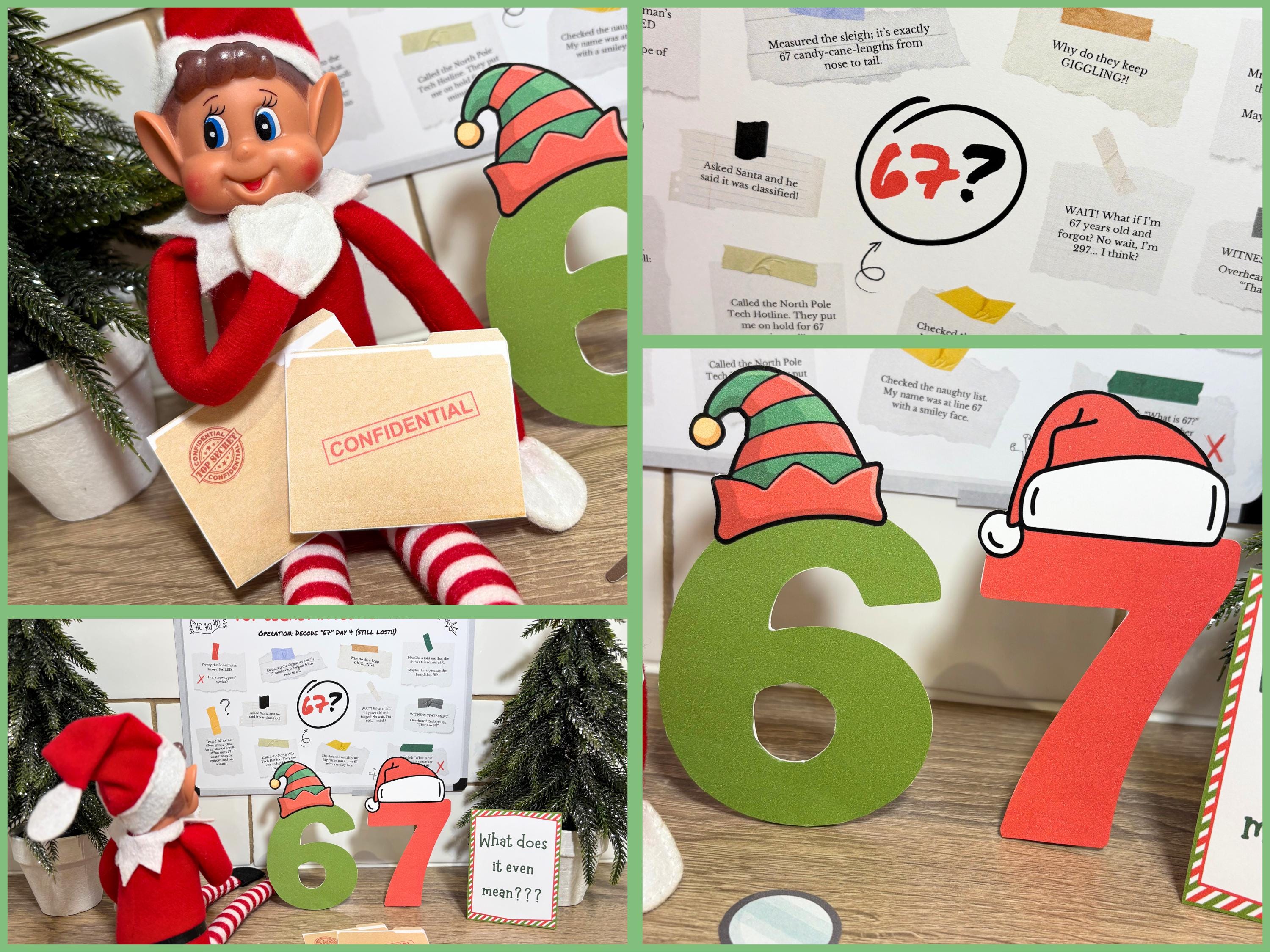 6 7 Six Seven Elf Props, Printable Six Seven Investigation Christmas ...