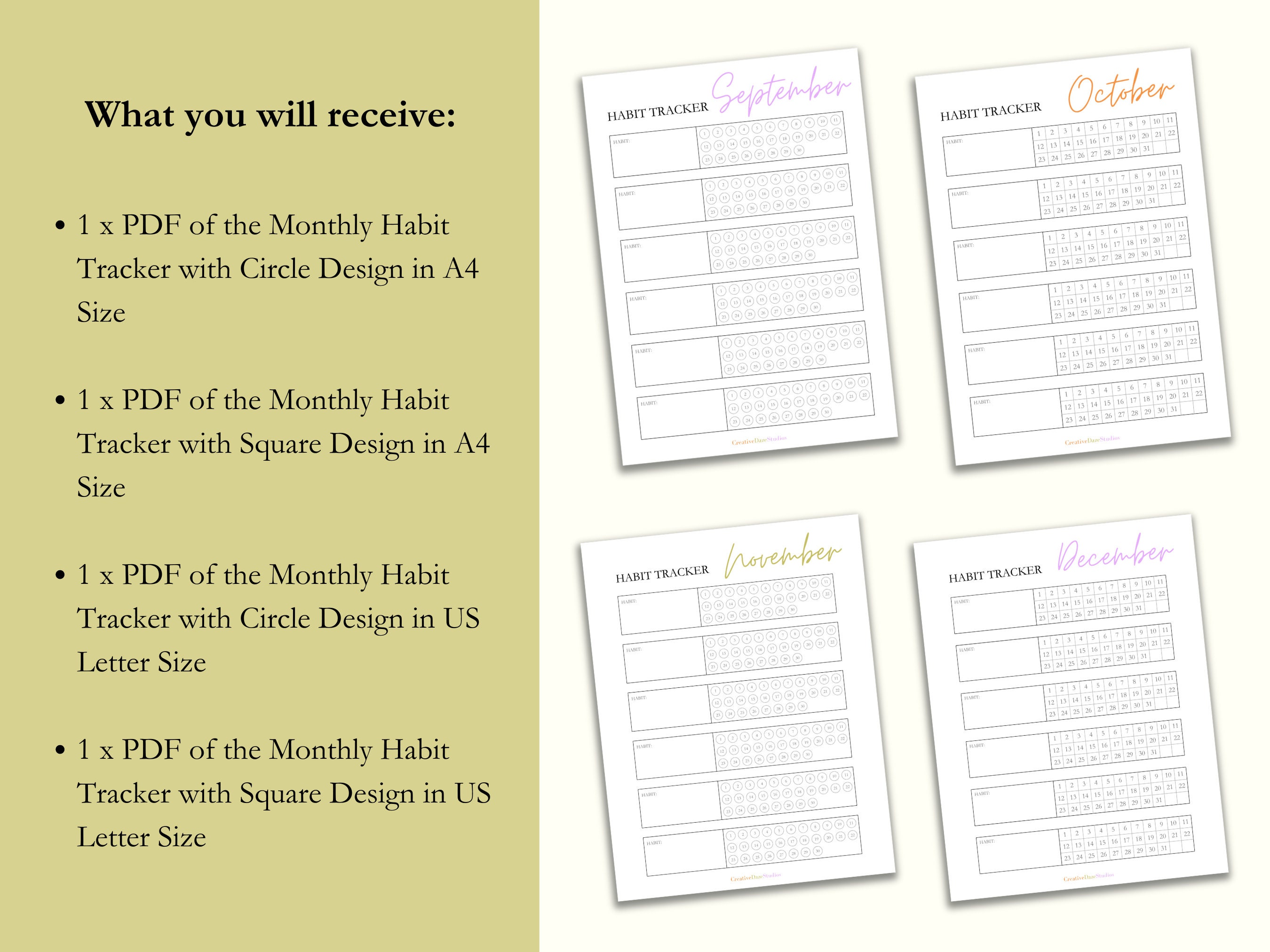 Monthly Habit Tracker Printable PDF Digital Daily Habit - Etsy
