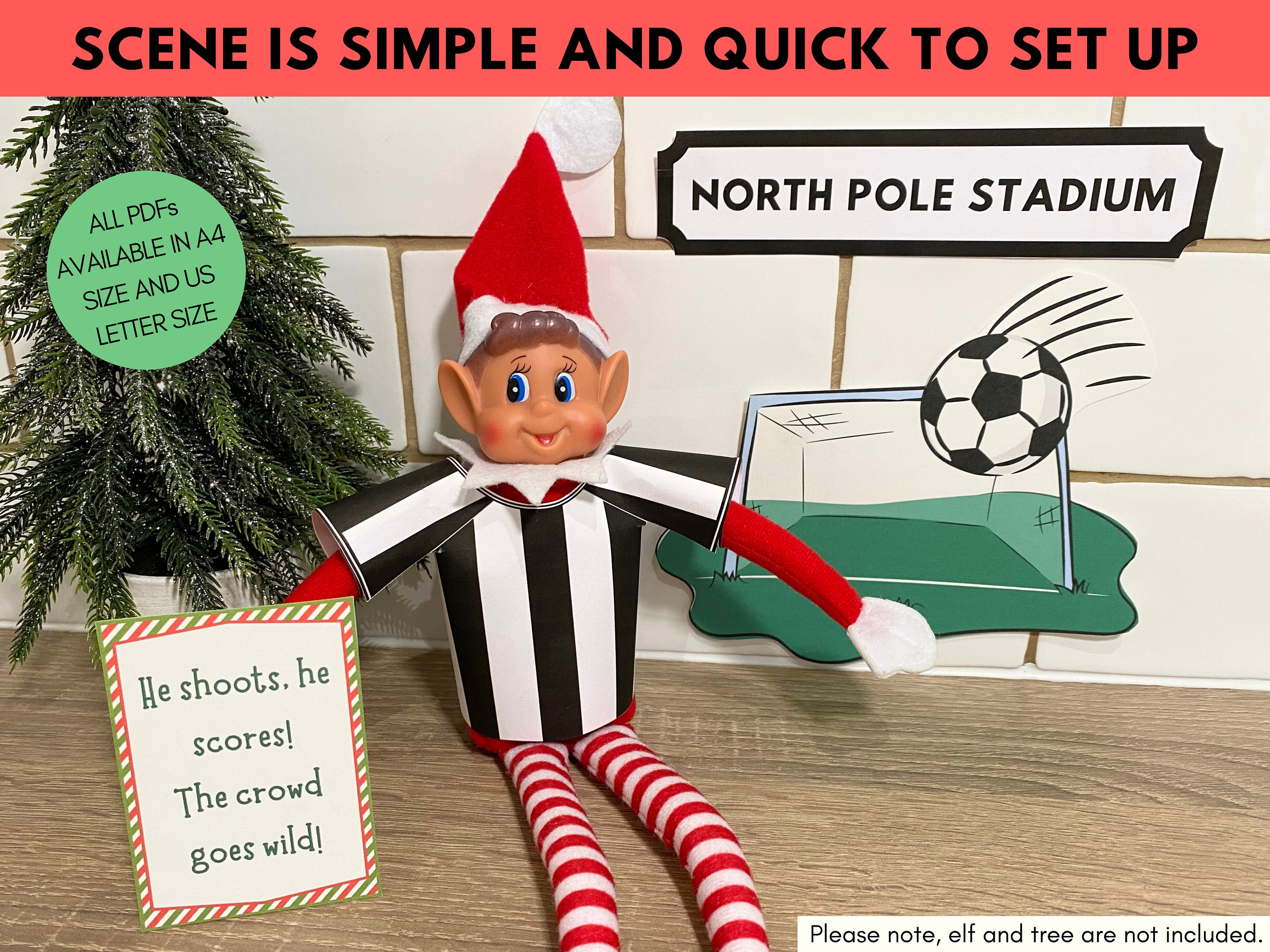 Printable Elf Black and White Striped Football Top Prop, Christmas Elf ...