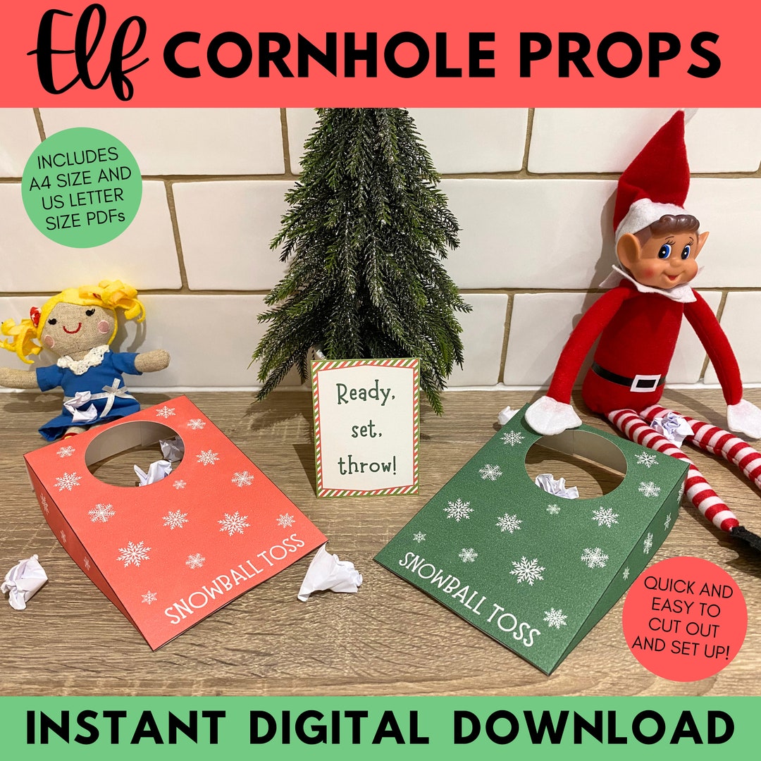 Printable Elf Cornhole Game Props, Christmas Elf Games Printable Props, Elf Snowball Toss Props ...