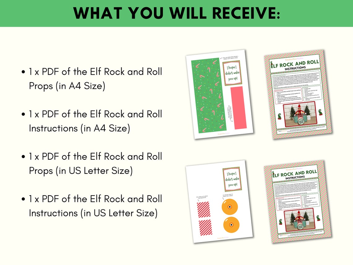 Printable Elf Rock and Roll Props, Christmas Elf Rockstar Scene, Elf ...