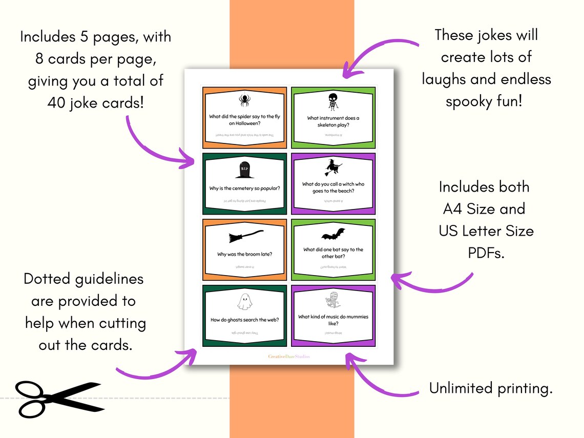 40 Halloween Joke Cards Printable, Funny Halloween Lunch Box Jokes ...
