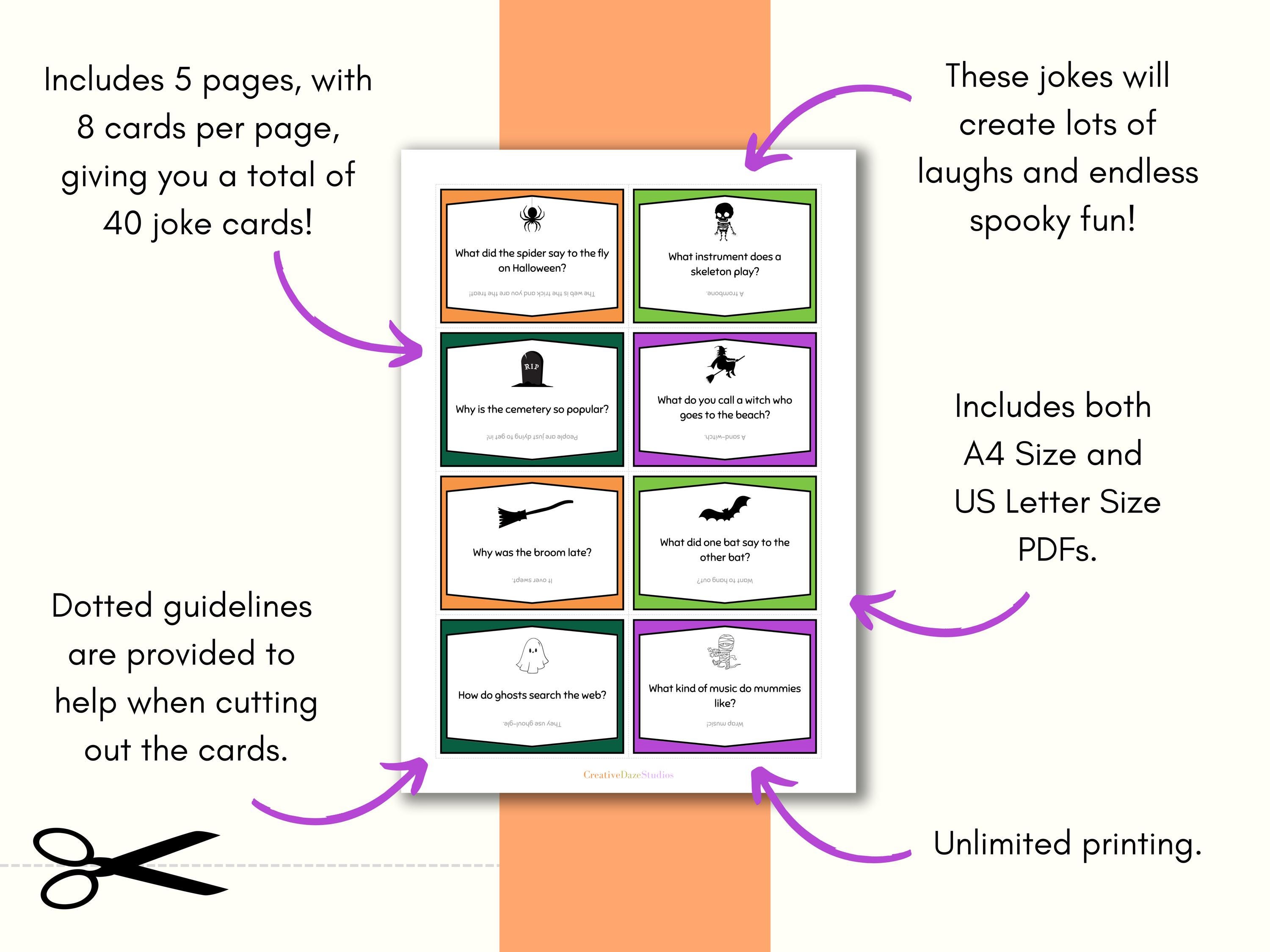 40 Halloween Joke Cards Printable, Funny Halloween Lunch Box Jokes ...