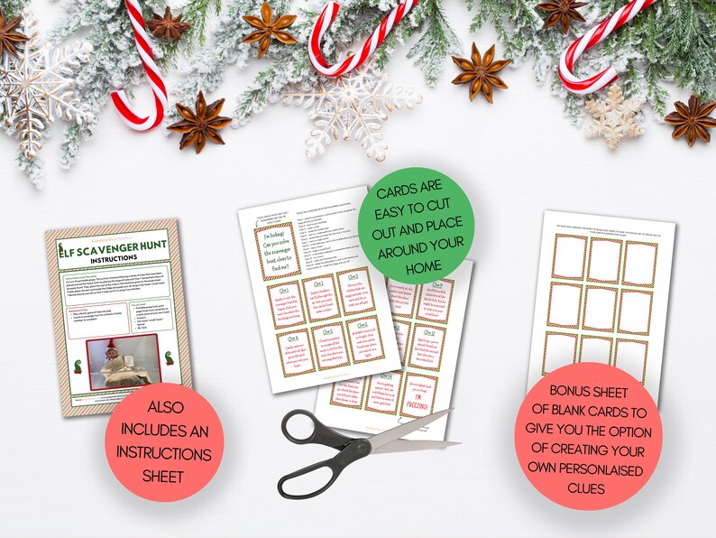 Printable Christmas Elf Scavenger Hunt for Kids, Elf Treasure Hunt ...