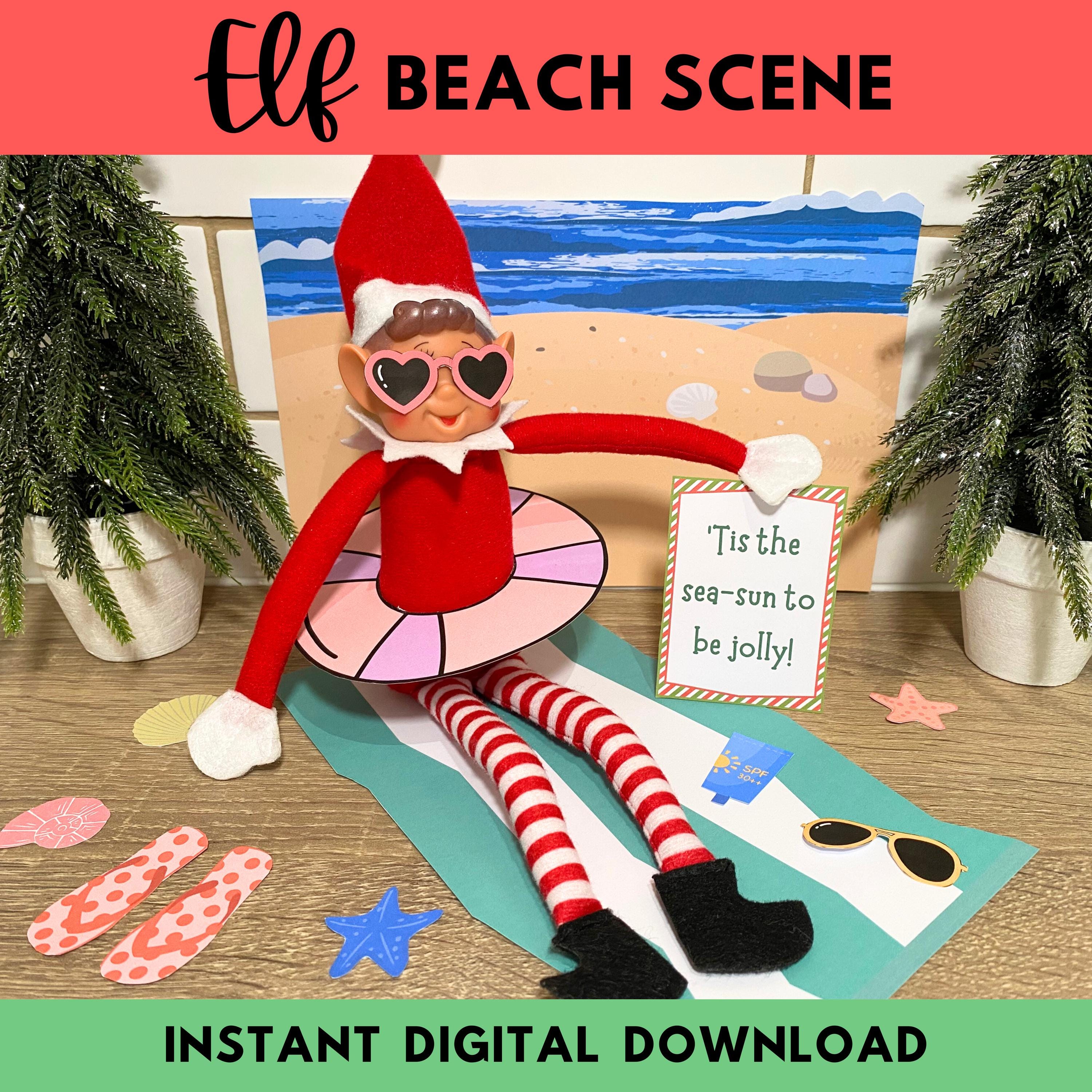 Printable Elf Beach Props, Christmas Elf Seaside Scene, Elf Beach ...