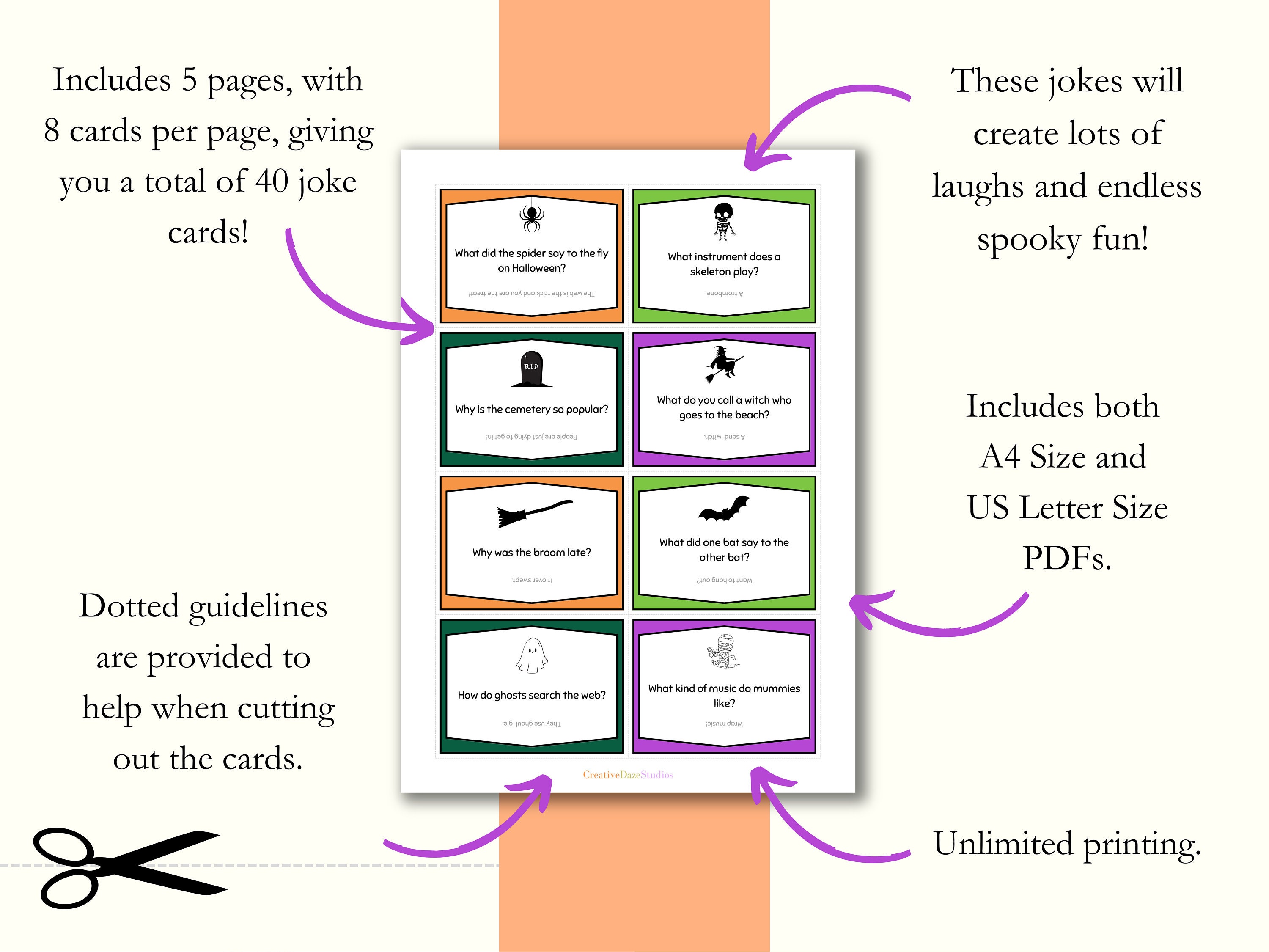 40 Halloween Joke Cards Printable Funny Halloween Lunch Box - Etsy