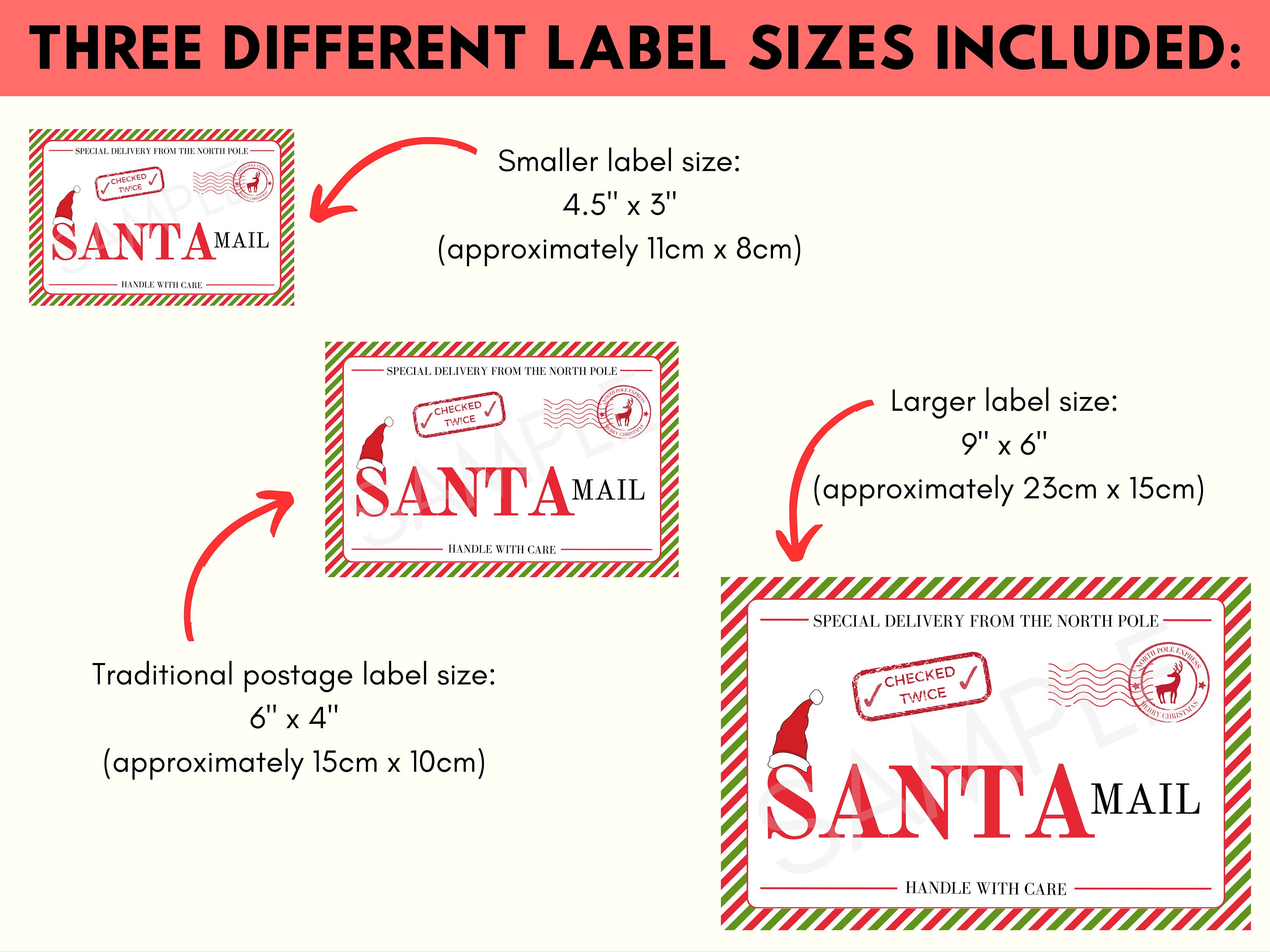 Santa Shipping Label, Printable PDF, Santa Mail, Santa Postage Label ...
