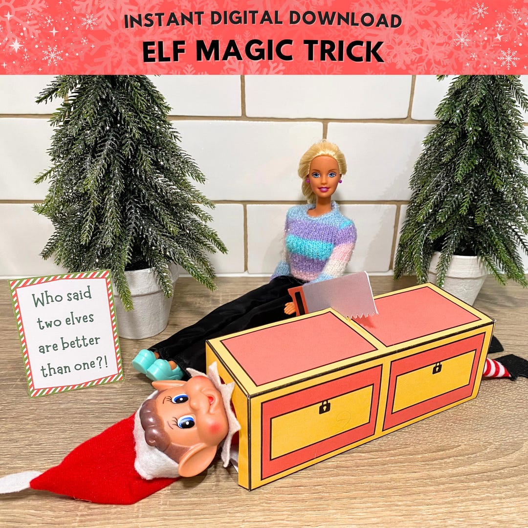 Printable Elf Magic Trick Props, Christmas Elf Magician Scene, Funny ...