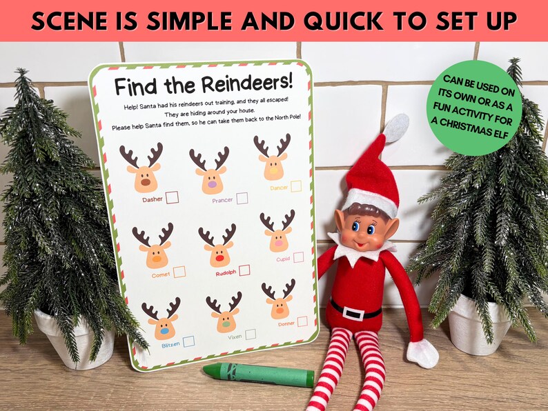 Printable Find the Reindeer Christmas Scavenger Hunt for Kids: A4 Size ...