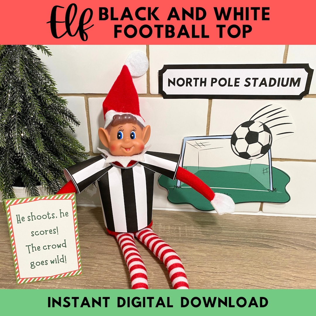 Printable Elf Black and White Striped Football Top Prop, Christmas Elf ...