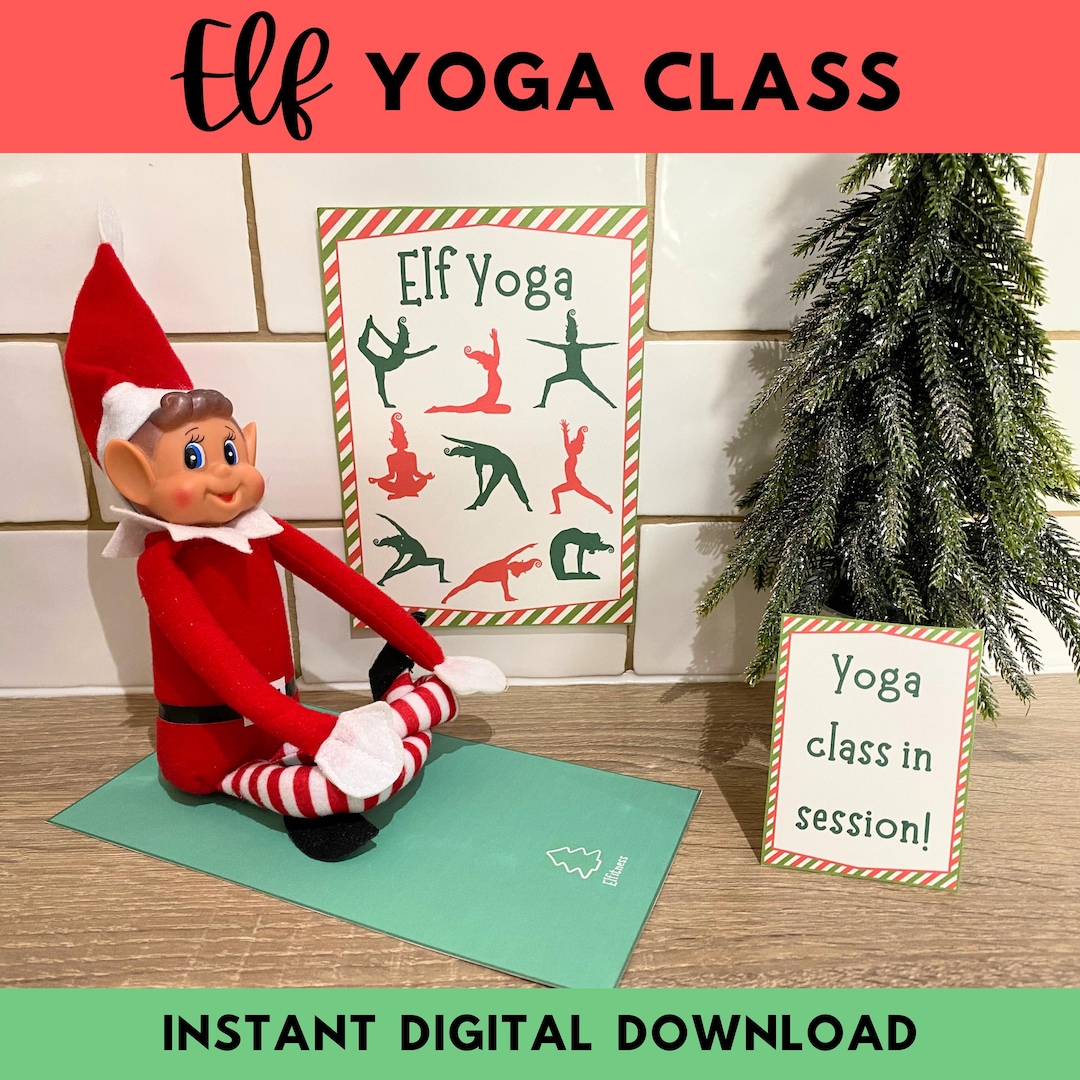Printable Elf Yoga Class Props, Christmas Elf Exercise Props, Funny Elf ...